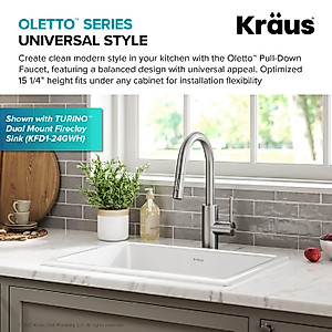 KRAUS Oletto™ Spot Free Stainless Steel Finish Dual Function Pull-Down Kitchen Faucet, KPF-2620SFS, 15 1/8 inch