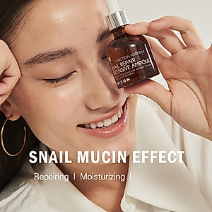 MIZON Snail Repair Intensive Ampoule Snail Mucin with Hyaluronic Acid Vitamin E Adenosine Elasticity Booster Skin Nutrition (30ml 1.01 fl oz)