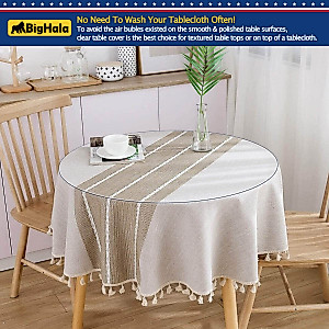 Clear Plastic Round Table Protector - 60" Wipeable PVC Tablecloth for Dining Table Top Cover