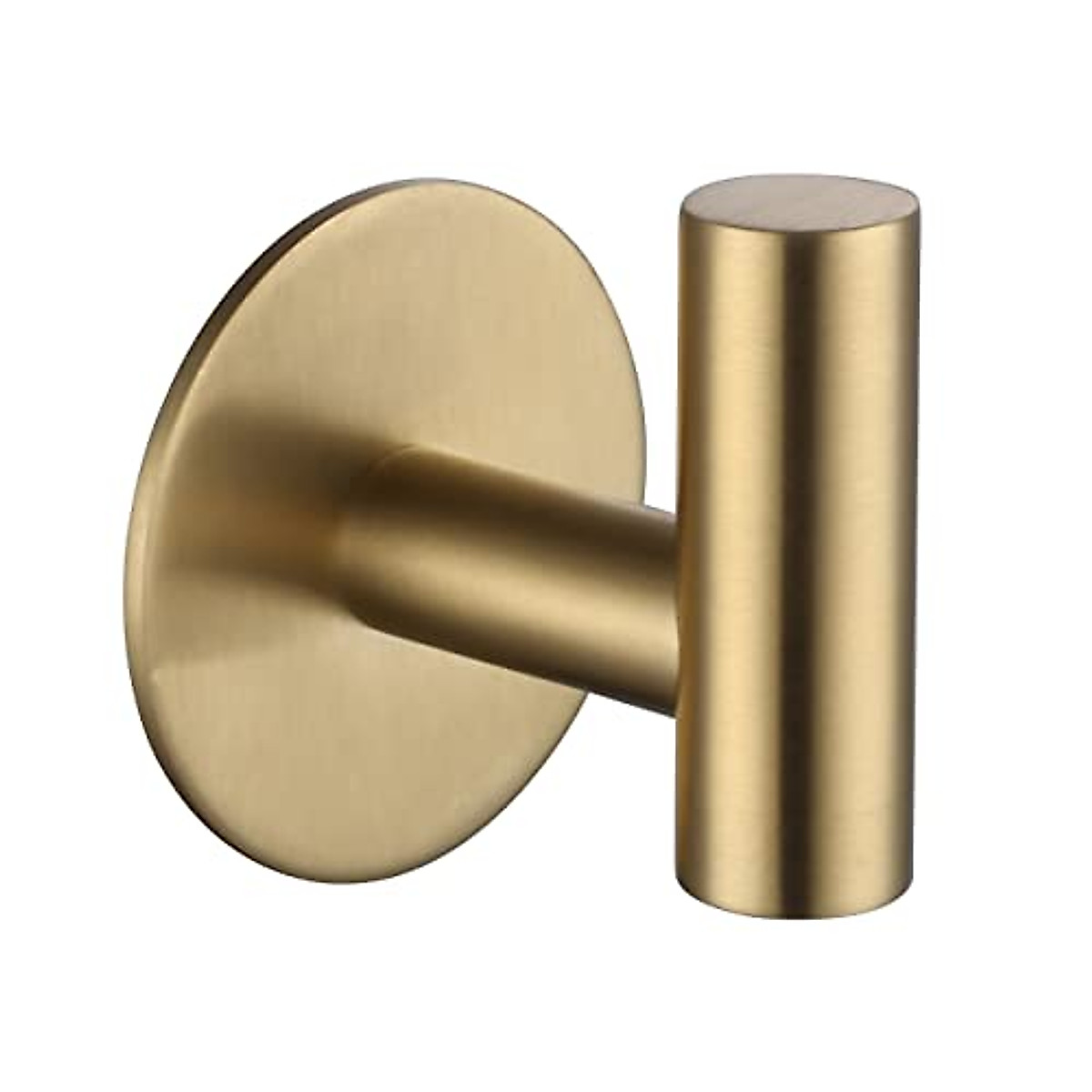 ZWTNBFST Adhesive Hooks 304 Stainless Steel Robe Hook Holder Heavy Coat Hook for Bathroom Kitchen Livingroom Garage Hotel Brushed Finish 2pcs (Brushed Gold)