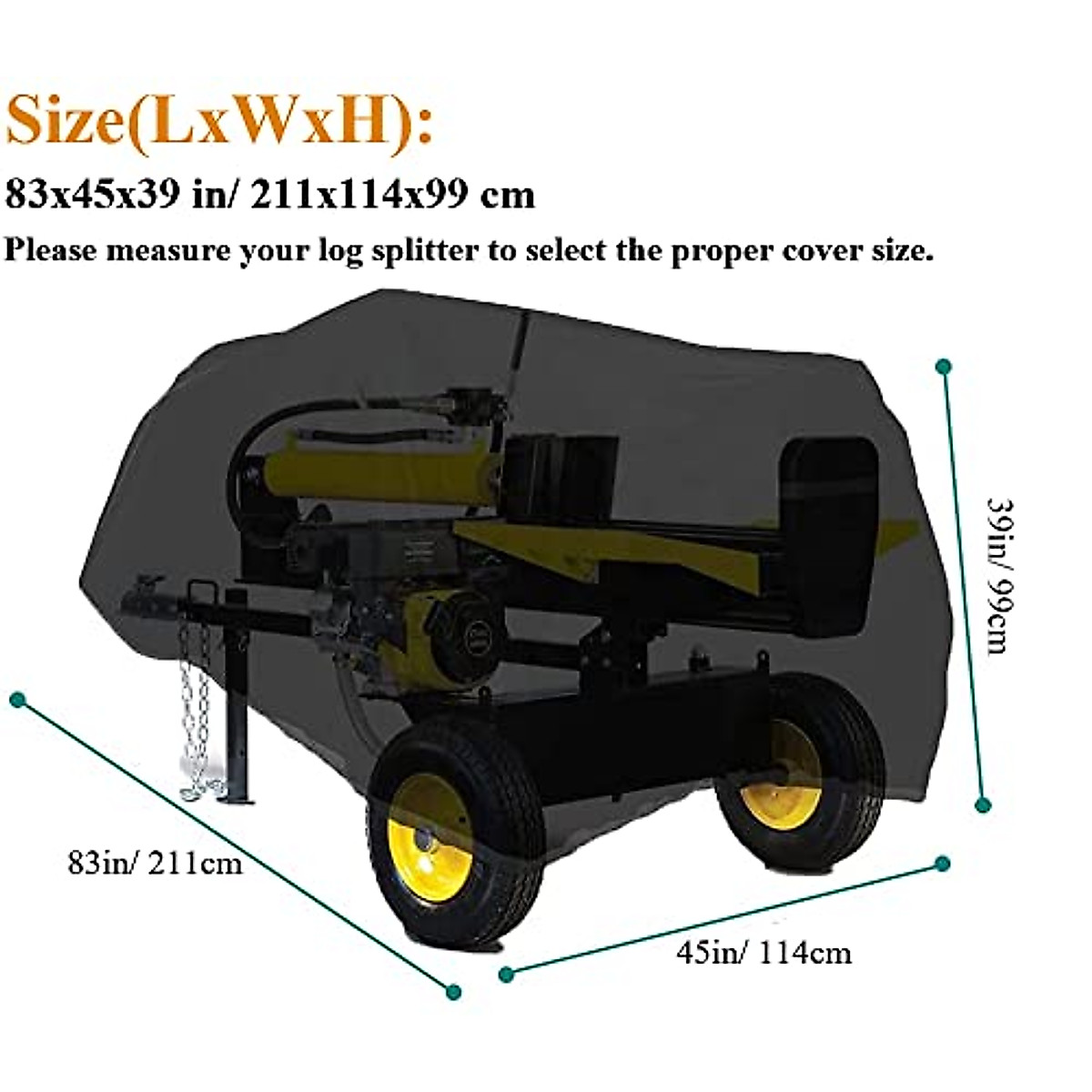 Skyour Log Splitter Cover Waterproof Heavy Duty 420D Oxford Fabric Gas Logging Separator Storage Rain Furniture Covers for 15-37-Ton Electric Wood Log Splitter Cover