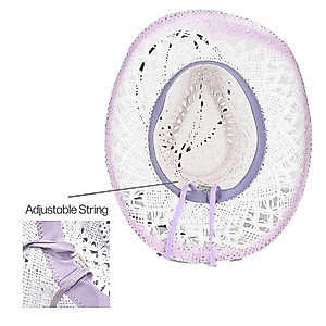 C.C Ombre Open Weave Cowbay Hat with Braided Trim, Lavender