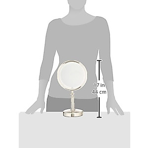 Conair Reflections Double-Sided LED Lighted Tabletop Mount Vanity Makeup Mirror, 1x/10x magnification, Satin Nickel