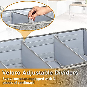 punemi Under Bed Storage Containers, 2 Pack Underbed Clothes Storage W/Adjustable Dividers, Firm Sides Organizer Bags With Clear Panel & 3 Reinforced Handles for Clothing Shoes, 6 Inches Low Profile