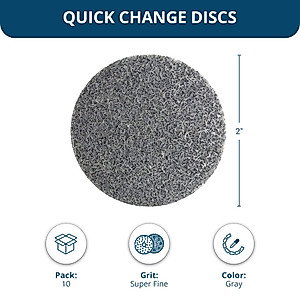 Benchmark Abrasives 2" Quick Change Silicon Carbide Non-Woven Surface Preparation Wheels for Sanding Polishing Paint Removal, Male R-Type Backing, Die Grinder Discs (10 Pack) - (Grey)