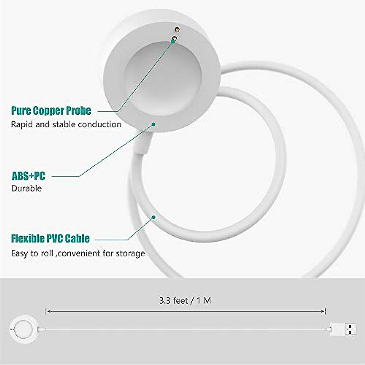 TUSITA Charger Compatible with Fossil Gen 4 5 5E 6, Emporio Armani, Skagen falster 2, Misfit Vapor 2, Diesel Guard 2.5, Michael Kors Runway - 3.3ft 100cm Smartwatch USB Charging Cable