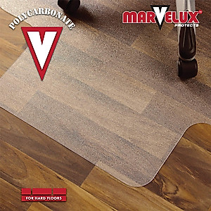 Marvelux Heavy Duty Polycarbonate Office Chair Mat for Hardwood Floors 47" x 53" | Transparent Hard Floor Protector with Lip | Multiple Sizes