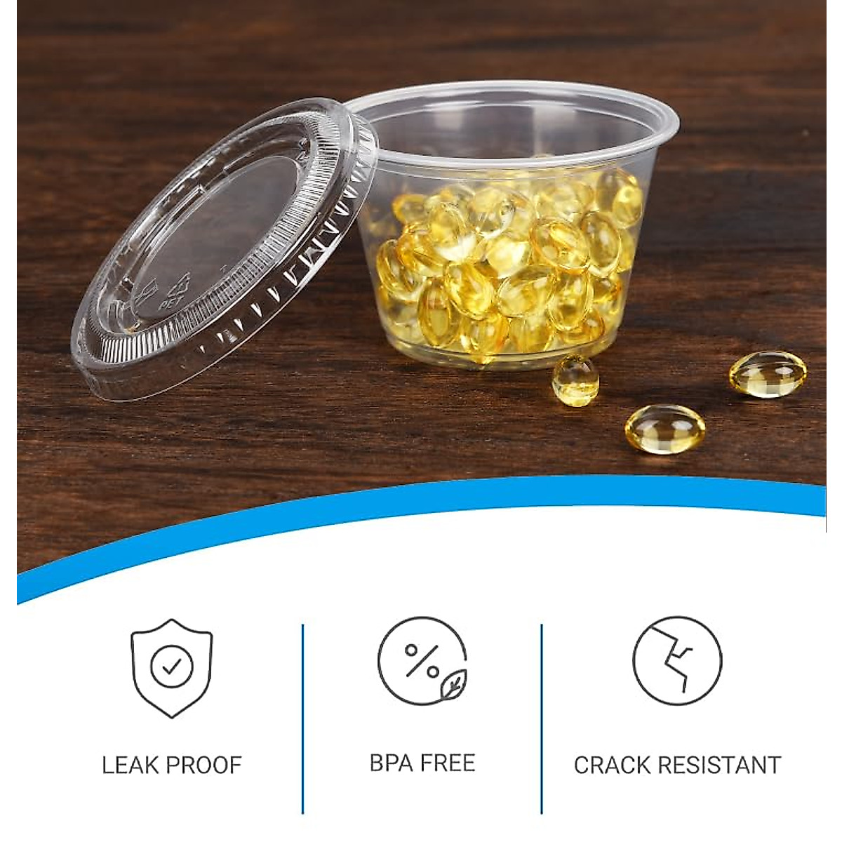 EDI Minimalist Clear 4 Oz 200 Sets Disposable Plastic Portion Cups with Leakproof Lids | Food Storage Cups | BPA Free | Recyclable