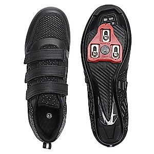 Unisex Road Bike Cycling Shoes Bike Riding Shoes for Men Women, 3 Straps, Pre-Installed Delta Cleatsg Size 8 (Black)