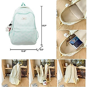 IECSHDU Kawaii Aesthetic Laptop Backpack Large Capacity Emboss Textured Casual Daypack Cute Plush Pendant Simple Laptop Bag (Yellow)