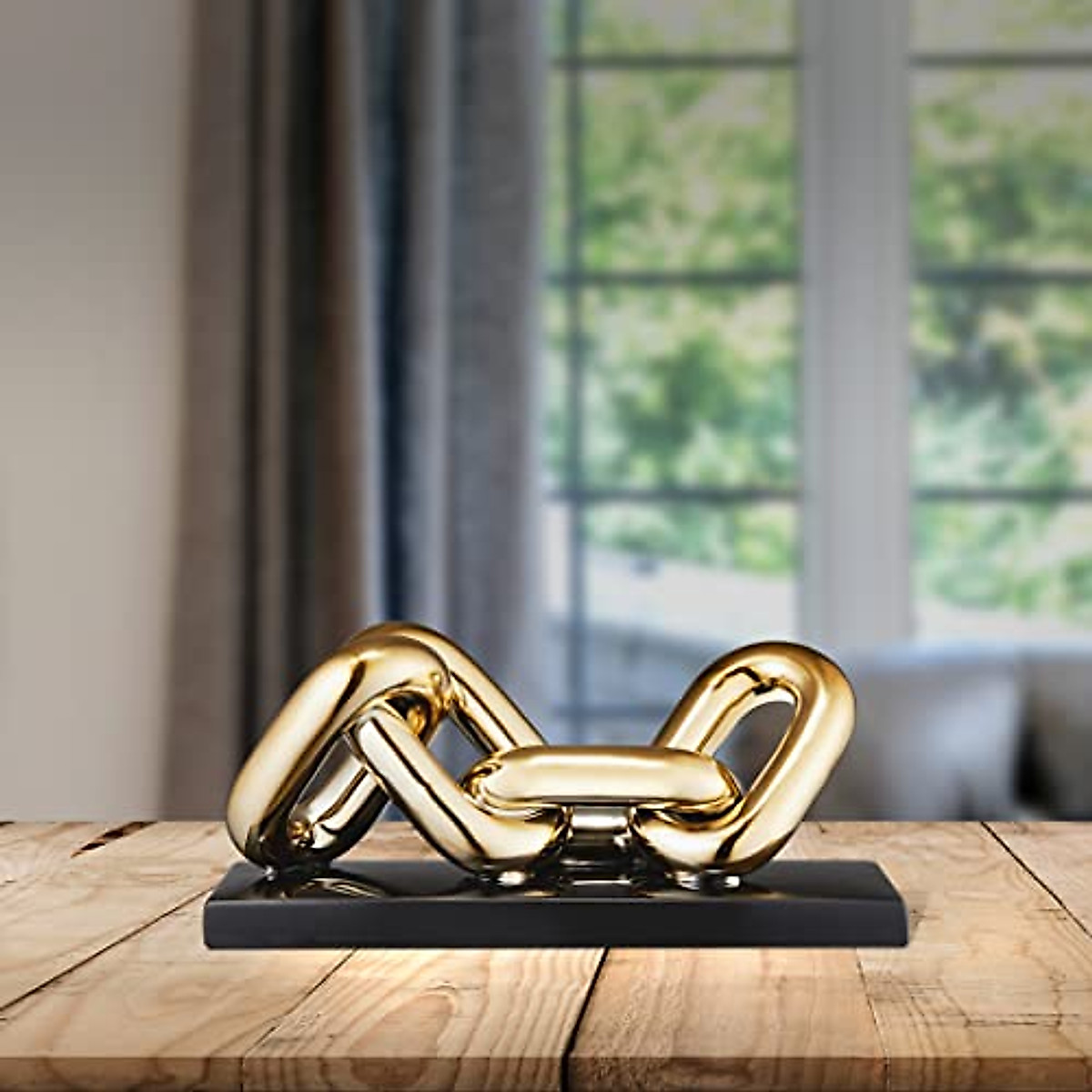 AURIM Modern Gold Chain Decor for Living Room - Home Coffee Table Sculpture - Modish Console, Shelves Art Pieces - Abstract Ceramic Decorations for House