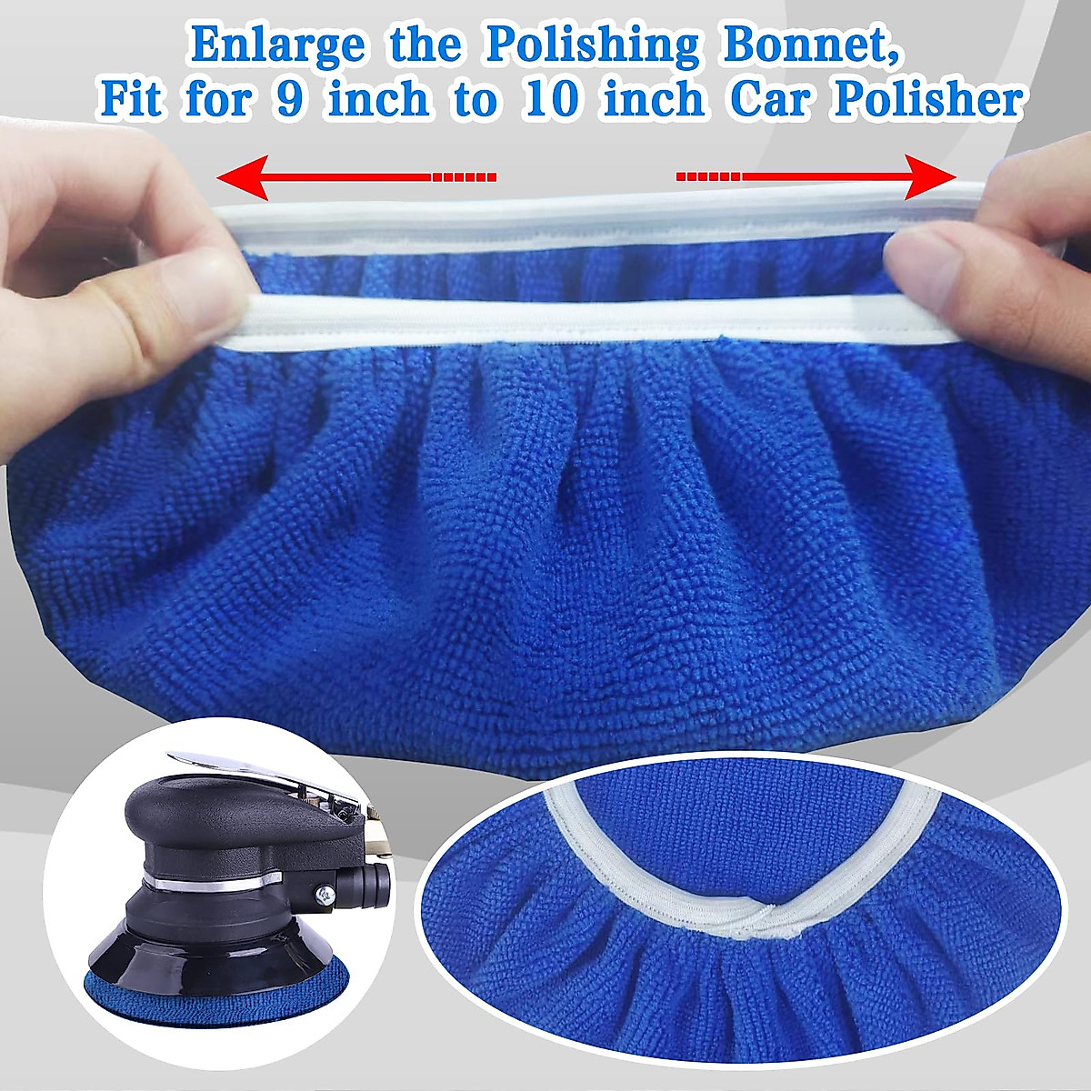 Buffing Bonnets for 9 to 10inch, 12pcs Polishing Bonnets 9-10 inch, Buffer Bonnets kit, Waxers Bonnet Set, Polishing Pads Bonnet, Car Buffer Bonnet, for Most 9 to 10 Inches Orbital Buffer Polisher