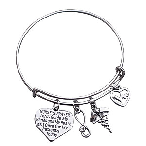 Infinity Collection Nurse Bracelet, Nurse Prayer Charm Bracelet, Nurse Bangle, Nurse Gifts for Women, RN/LPN Gift Sets, Future Nurse Gift Ideas