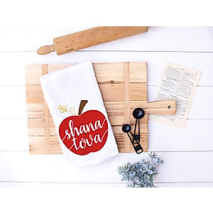 Rosh Hashanah Kitchen Towel, Apple and Bee Shana Tova Challah Proofing Towel, Jewish Holiday Hostess Gift (Shana Tova Apple Honey Bee)
