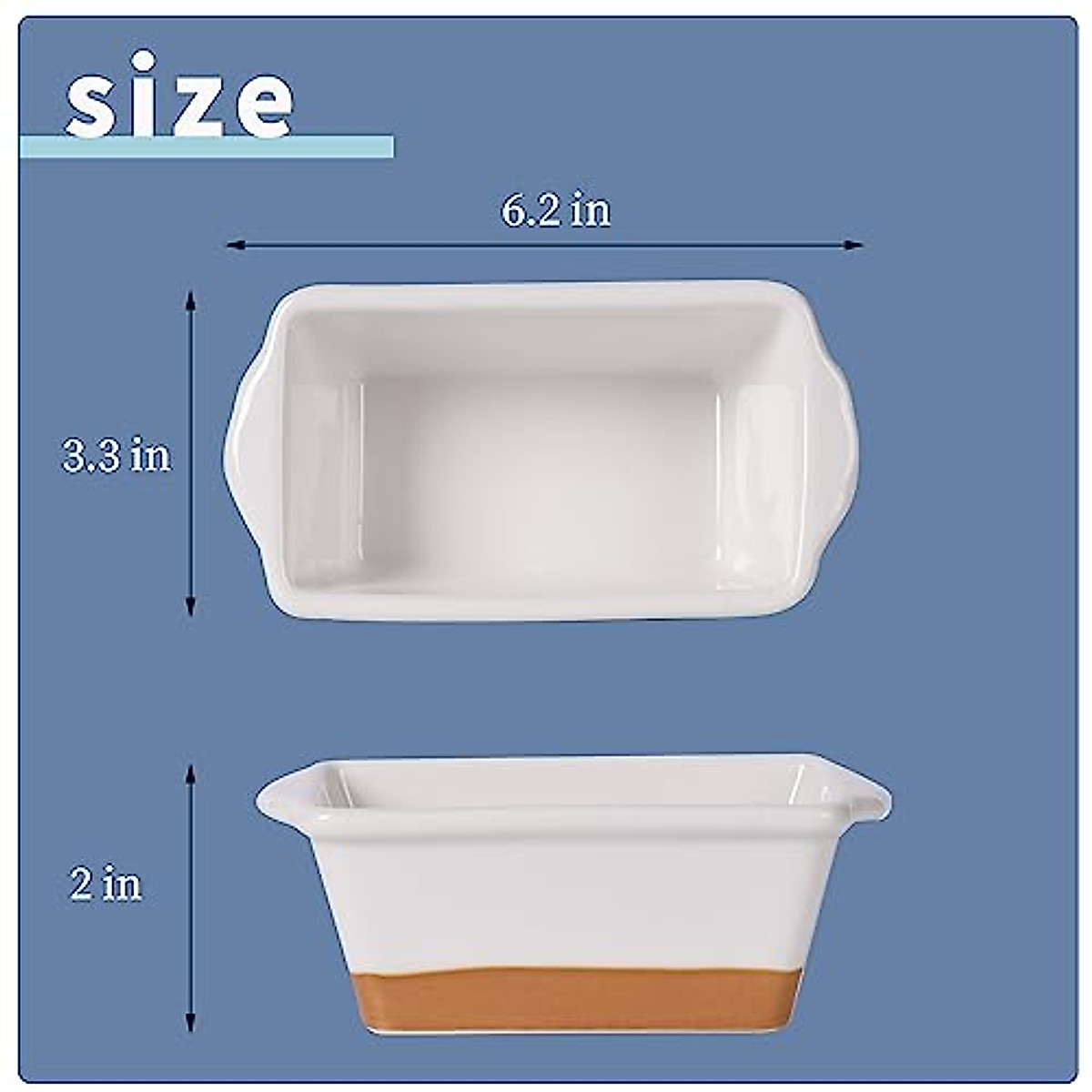 GDCZ Mini Ceramics Loaf Pan Set, Set of 4 Individual Stackable Baking Bread Pan, Multifunctional Loaf Pan for Kitchen Non-Stick, 6.2-Inch