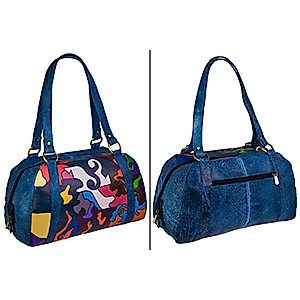 Women's Hand Painted Genuine Leather Handbag - Shoulder Bag - Hobo, by Evi's Bags. Unique, Large, Handmade Purse - Satchel - Tote. Wearable Art - Puzzle Piece Bag, Multicolor