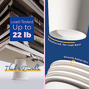 [50 Pack] White Coffee Cups with White Dome Lids and Brown Sleeves - 12oz Disposable Paper Coffee Cups - To Go Cups for Hot Chocolate, Tea, and Other Drinks - Ideal for Cafes, Bistros, and Businesses