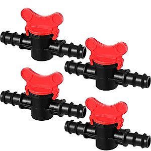 Drip Irrigation Switch Valve Gate Valves for 1/2 Inch Double Male Barbed Valve (4)