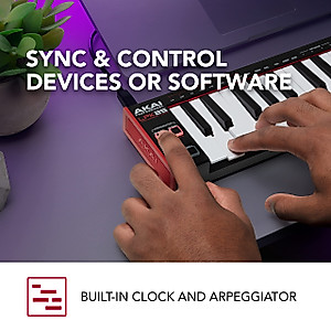 AKAI Professional LPK25 - USB MIDI Keyboard Controller with 25 Responsive Synth Keys for Mac and PC, Arpeggiator and Music Production Software,black