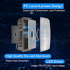 LED Canopy Light 60W, 9000LM LED Canopy Lights Outdoor, 5000K Daylight Square Canopy Gas Station Light for Carport Shop Garage Warehouse Porch Hotel Building Entrances UL Listed, 4 Pack