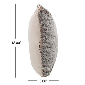 GDF Studio Ellison Faux Fur Throw Pillow, Light Brown