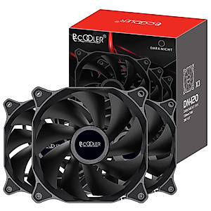 PCCOOLER 120mm Case Fans, DN120 120mm PC Fan 3 Pack Dark Night Series, High Performance Cooling PC Fan - Efficient Hydraulic Bearing - 1200 RPM Low Vibration, Computer Fans 120mm Fan for CPU Cooler