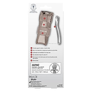 MUELLER Sports Medicine Reversible Wrist Stabilizer with Splint for Men and Women - Compression Wrist Support for Carpal Tunnel, Arthritis, Tendinitis Relief, Taupe, Small/Medium