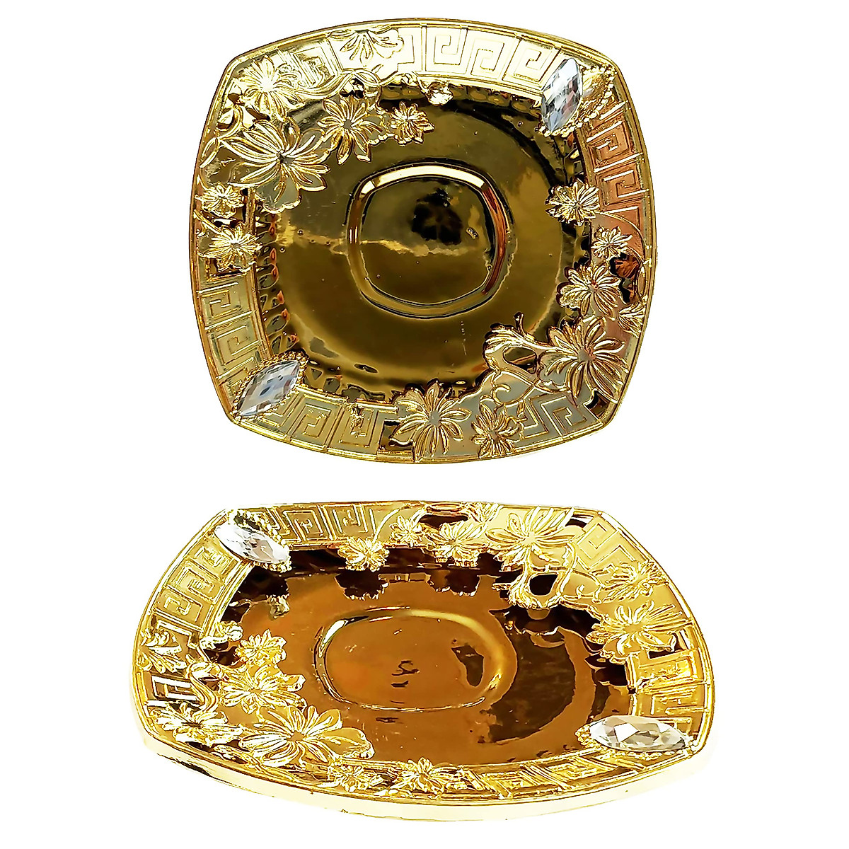 Chandler Turkish Coffee Set Espresso Greek Arabic Coffee Cup and Saucer 3 Fl oz with Gold Acrylic Gift Box Collection of 7 Colors and Designs (Red With Gold and White Gem)