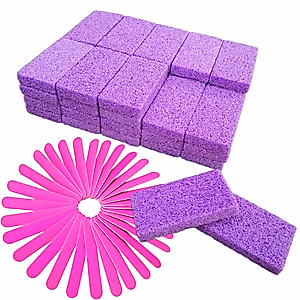 70 PCS Pedicure Exfoliator Kit Set 40 PCS Disposable Pedicure Pumice Stone for Foot Care Sponge Scrubber Callus Purple Coarse Dead Skin Remover 30 PCS Pedicure Nail Files (Pack of 70)