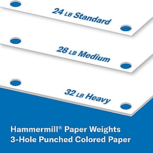 Hammermill Premium Laser Print 8.5-inch x 11-inch 3-Hole Punched Multipurpose Paper, 24 lbs., 98 Brightness, 500 Sheets/Ream (107681)