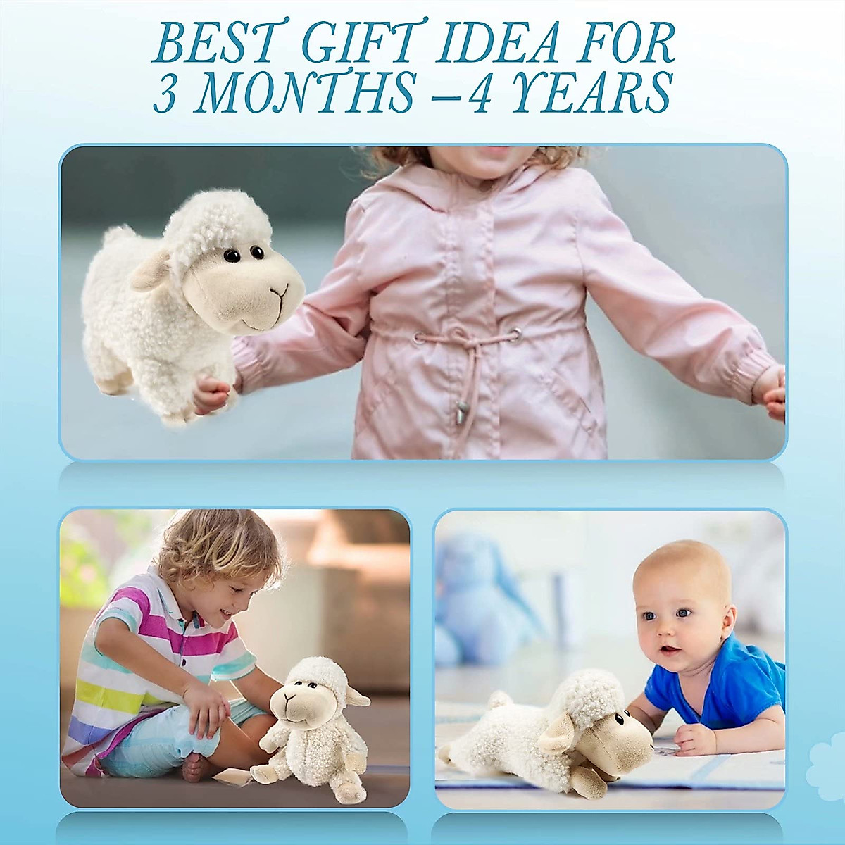 Tiny Heart Stuffed Animal Sheep Lamb Plush Toy 3 Pcs Sheep Stuffed Animal Cute and Soft Toy Plush Sheep for Kids Boys and Girls Lamb Toys White