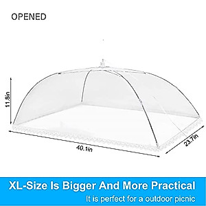 Anpro Food Cover Food Tent - Pop-up Food Nets, 2 Extra Large (40"X24") Mesh Food Covers for Outside, Picnic Accessories, Reusable and Collapsible, 2 Pack