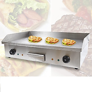 Commercial Electric Griddle, 4400W 110V Electric Countertop Griddle Stainless Steel Flat Top Grill Large Electric Griddles Hot Plate BBQ for Restaurant Kitchen Adjustable Temperature Control(50-300°C)