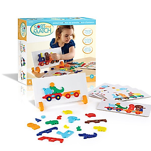 Guidecraft Animal Train Sort and Match - 40 pieces Color and Shapes Matching Game for Children - Kids Early Learning and Development Toy