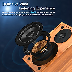 DIGITNOW Bluetooth Record Player for Vinyl with Speakers, Wireless Turntable with 36W High Fidelity Stereo Speakers,Wood Vinyl Player with Magnetic Cartridge & Adjustable Counter Weight,RCA output