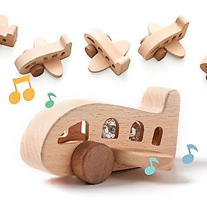 ibwaae Wooden Airplane Toys, Air Transport Vehicles Play Set, Wooden Pull Games, Learning Gift Montessori Toy for Baby Toddler Boys Girls