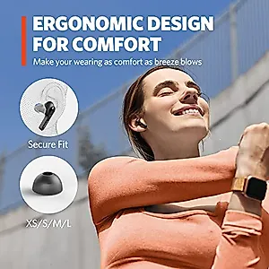 EarFun Air Wireless Earbuds, [Upgraded Version] [What Hi-Fi Awards] Bluetooth Earbuds with 4 Mics, Sweatshield IPX7 Waterproof, Game Mode, Wireless Charging, Deep Bass, USB-C Fast Charge, 35Hrs, Black