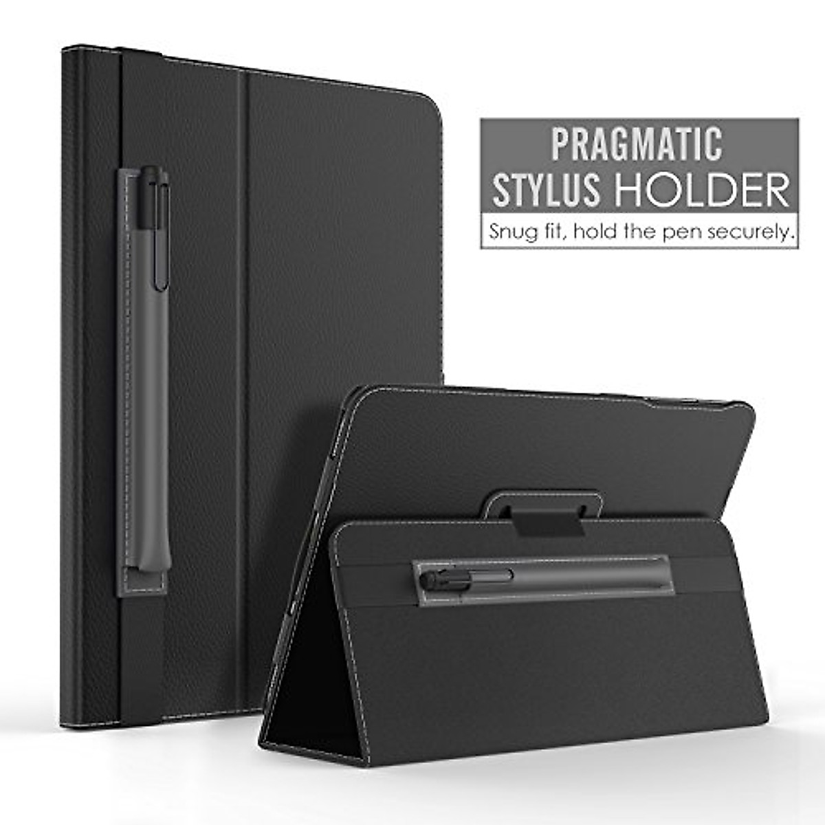 MoKo Holder Case for Microsoft Surface Pen, Premium PU Leather Cover Sleeve Pouch Protective Carrying Bag with Elastic Strap for Surface Pen Case and Other Cases Length up to 9.3"-13.5", Space Gray