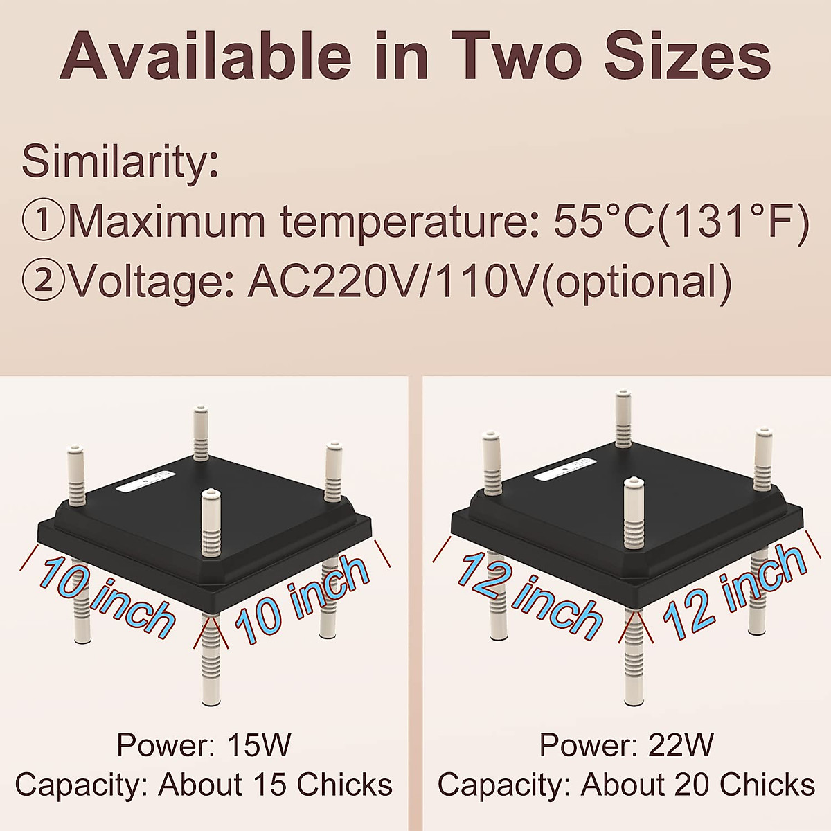 Tnarru (12'' x 12'') Chick Brooder Heating Plate, Brooder Heater for Chicks, Heat Plate with Adjustable Height and Angle for Chicken and Ducklings, Warms Up to 20 Chicks - 22 Watts