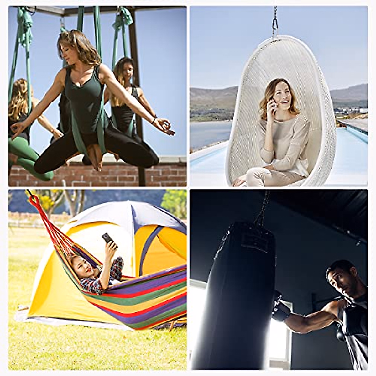 Velomill Hanging Chair Chain, Punching Bag Chain with Two Carabiners 2 Pack