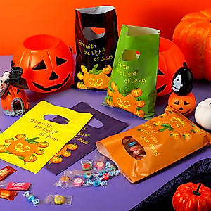300 Pcs Halloween Religious Pumpkin Candy Bags for Kids Bulk Christian Jesus Bible Gift Goody Bags Halloween Trick or Treat Bags for Halloween Party Favor