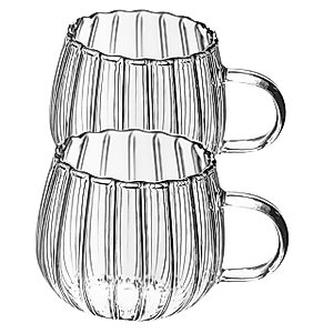Angoily 2pcs Glass Pumpkin Cups 350ml Breakfast Cup for Milk Beer Cup Breakfast Glass Transparent Juice Cup Cocktail Cup Beverage Cup Transparent Whiskey Cup Drinking Cup Coffee Mug Clear Mug