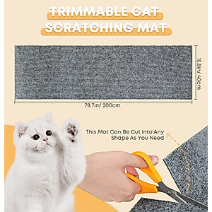 Trimmable Cat Scratching Mat, 78.7"x15.8" Self-Adhesive Cat Scratching Post Pad, Cat Tree Shelves Cover Replacement, DIY Versatile Protector for Steps, Couch and Furniture