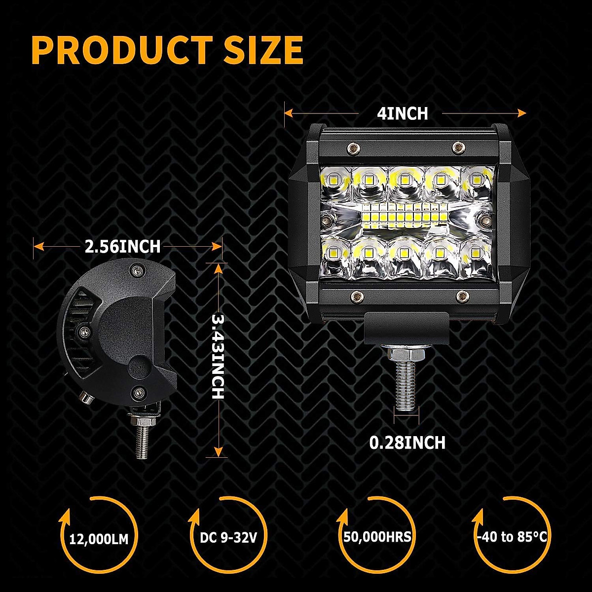 LED Pods ,TURBO SII 4 Inch 60W Led Light Bar Spot Flood Combo Off Road LED Fog Lights Triple Row Led Work Lights for Jeep Trucks Polaris Boats Pickup UTV ATV,4 Pack