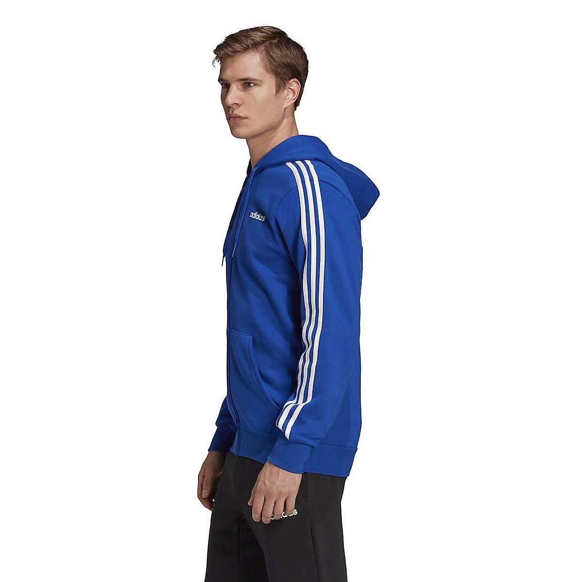 adidas Male Essentials 3-Stripes Full-Zip Fleece, Team Royal Blue/White , L