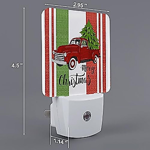 Night Light Plug in LED Night Lamp Automatic Sensor Night Lights Plug into Wall, Christmas Truck Xmas Tree Red Green Stripe Square Dim Night-Lights for Bedroom Bathroom Kitchen Hallway Home Decor