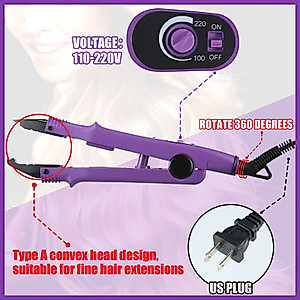 Lanties Keratin Hair Iron Fusion Heat Tool with Purple Connector Wand, 2 Bags Keratin Beads, Hair Clips, Finger Protector, Heat Insulation Sheets, for DIY Hairstyles