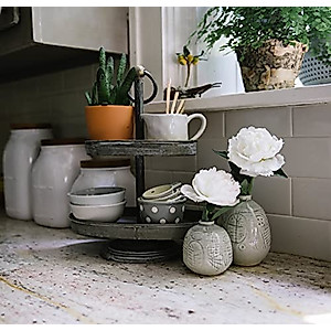 Creative Co-Op Decorative Metal Oval Two Tier Tray with Rustic Antique Copper Finish