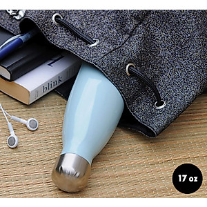 MIRA 17 Oz Stainless Steel Vacuum Insulated Water Bottle - Double Walled Cola Shape Thermos - 24 Hours Cold, 12 Hours Hot - Reusable Metal Water Bottle - Leak-Proof Sports Flask - Pearl Blue