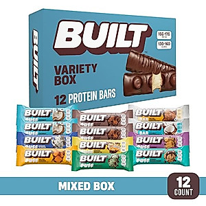 Built Protein Bars Variety Pack, High Protein Bars, On-the-go Snacks, Breakfast Bar, Mixed Sampler: 12 Pack